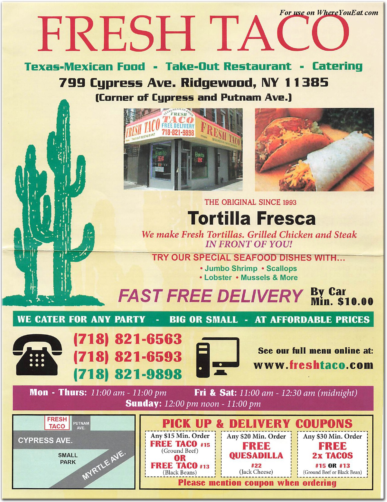 Fresh Taco Restaurant in Queens / Menus & Photos