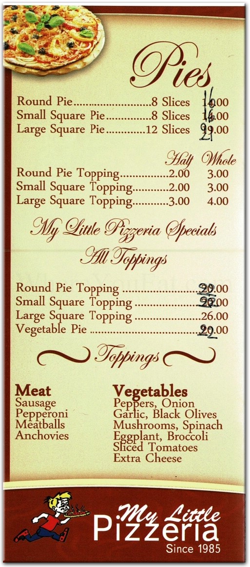 My Little Pizzeria Restaurant in Brooklyn / Menus & Photos