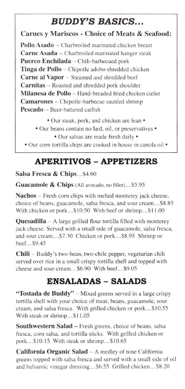 Buddy's Burrito & Taco Bar Restaurant in Brooklyn / Menus & Photos