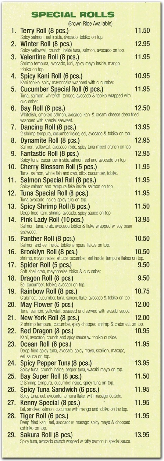 Bay Sushi Restaurant in Brooklyn / Menus & Photos