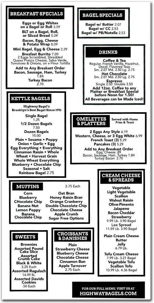 Highway Bagels Restaurant in Brooklyn / Menus & Photos