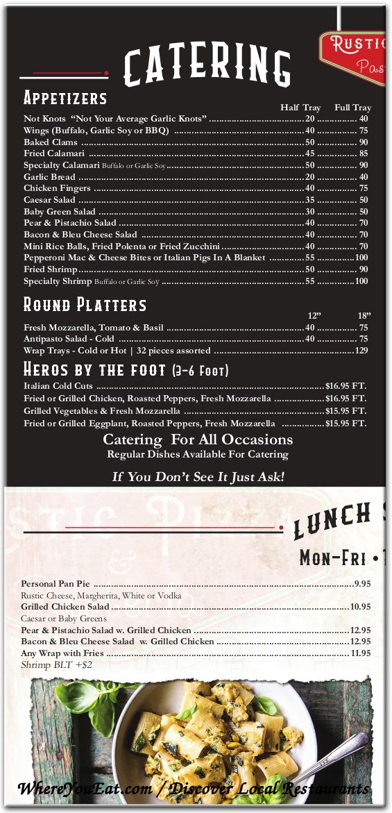 Rustic Pizza & Pasteria Restaurant in Staten Island / Menus & Photos