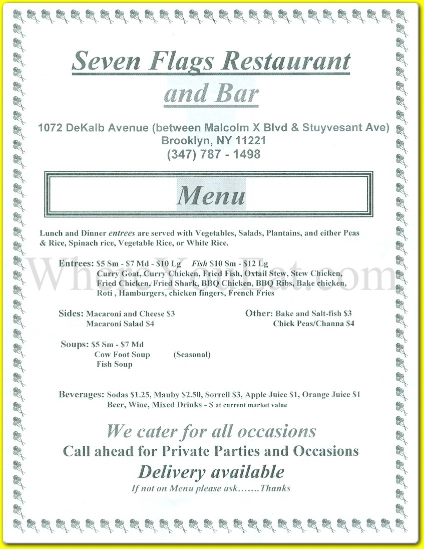 Seven Flags-CLOSED Restaurant in Brooklyn / Menus & Photos