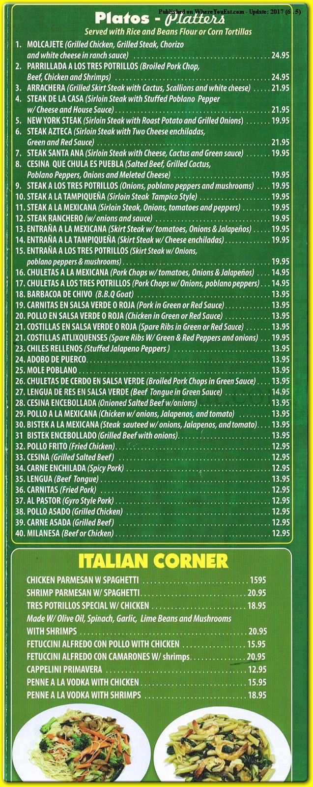 Los Tres Potrillos Restaurant in Brooklyn / Menus & Photos