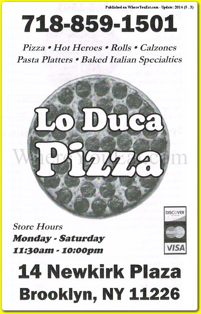 Lo Duca PIzza Restaurant in Brooklyn / Menus & Photos