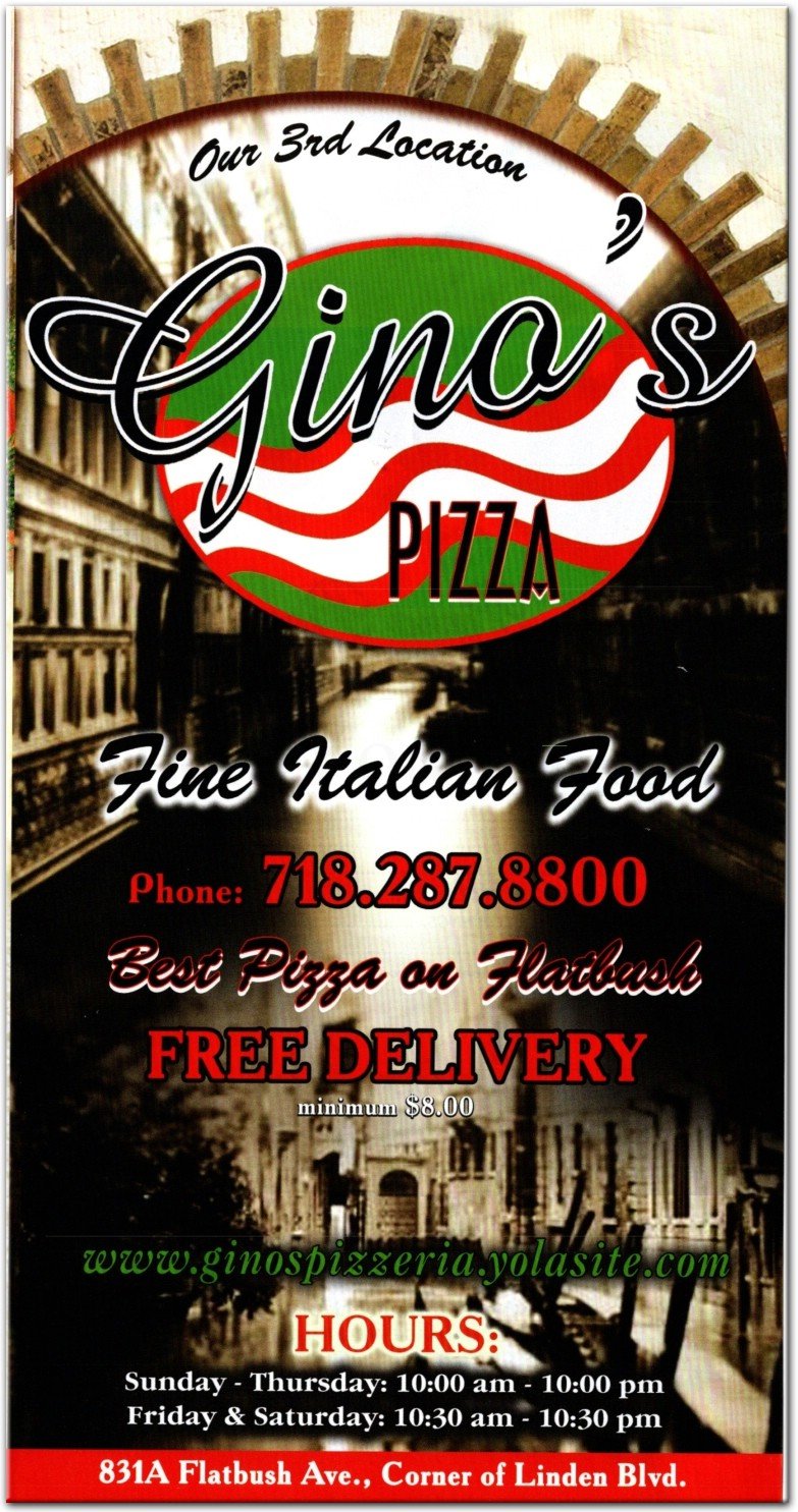 Gino's Pizza Restaurant in Brooklyn / Official Menus & Photos