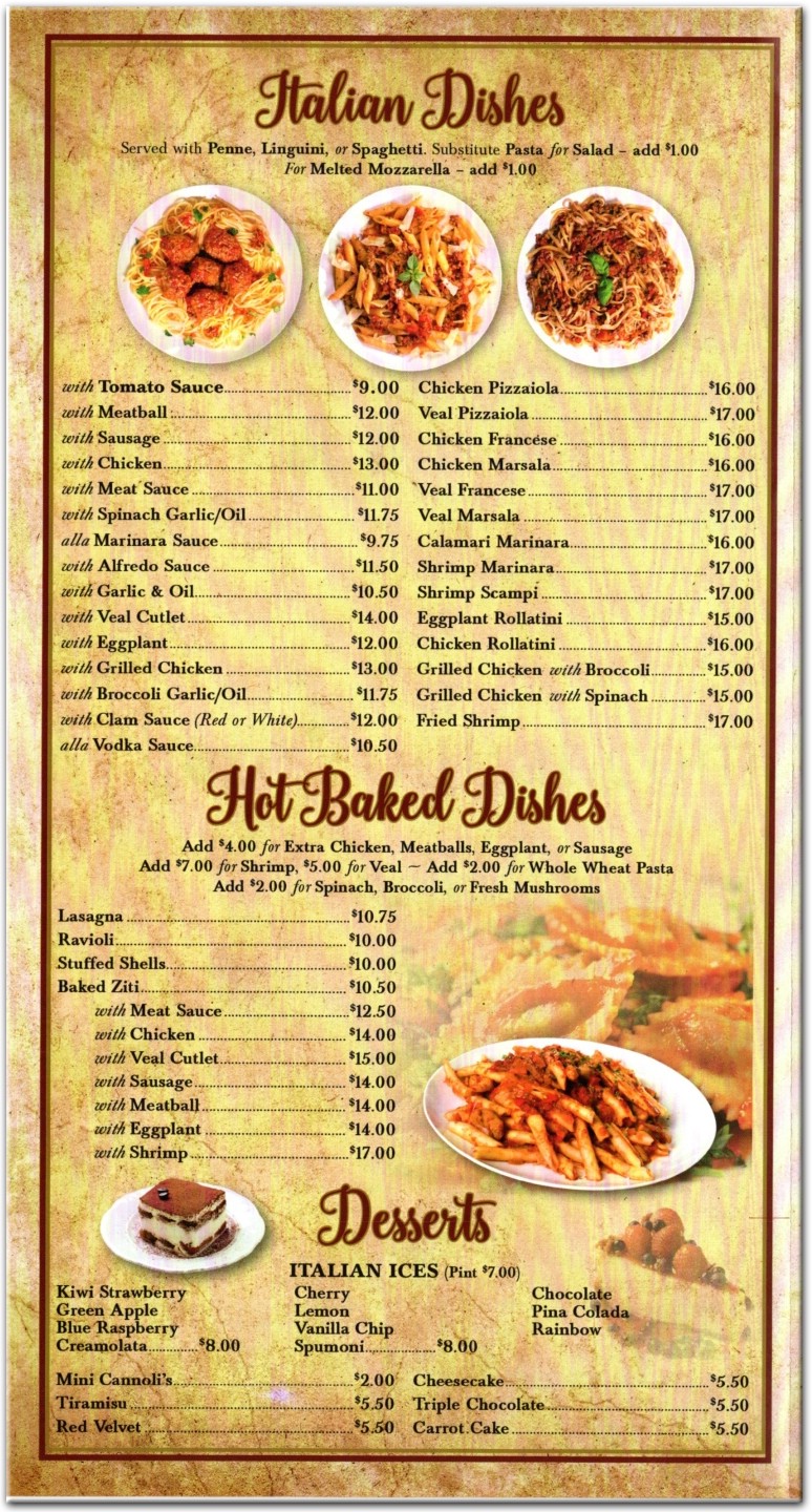 Famous Pino's Restaurant in Brooklyn / Official Menus & Photos