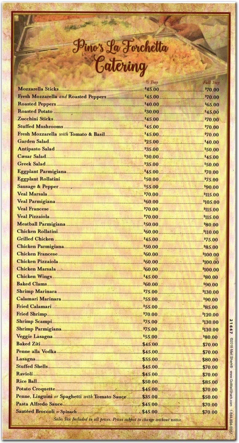 Famous Pino's Restaurant in Brooklyn / Official Menus & Photos