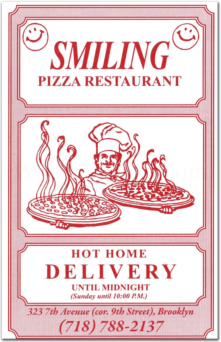 Smiling Pizza Restaurant in Brooklyn / Official Menus & Photos