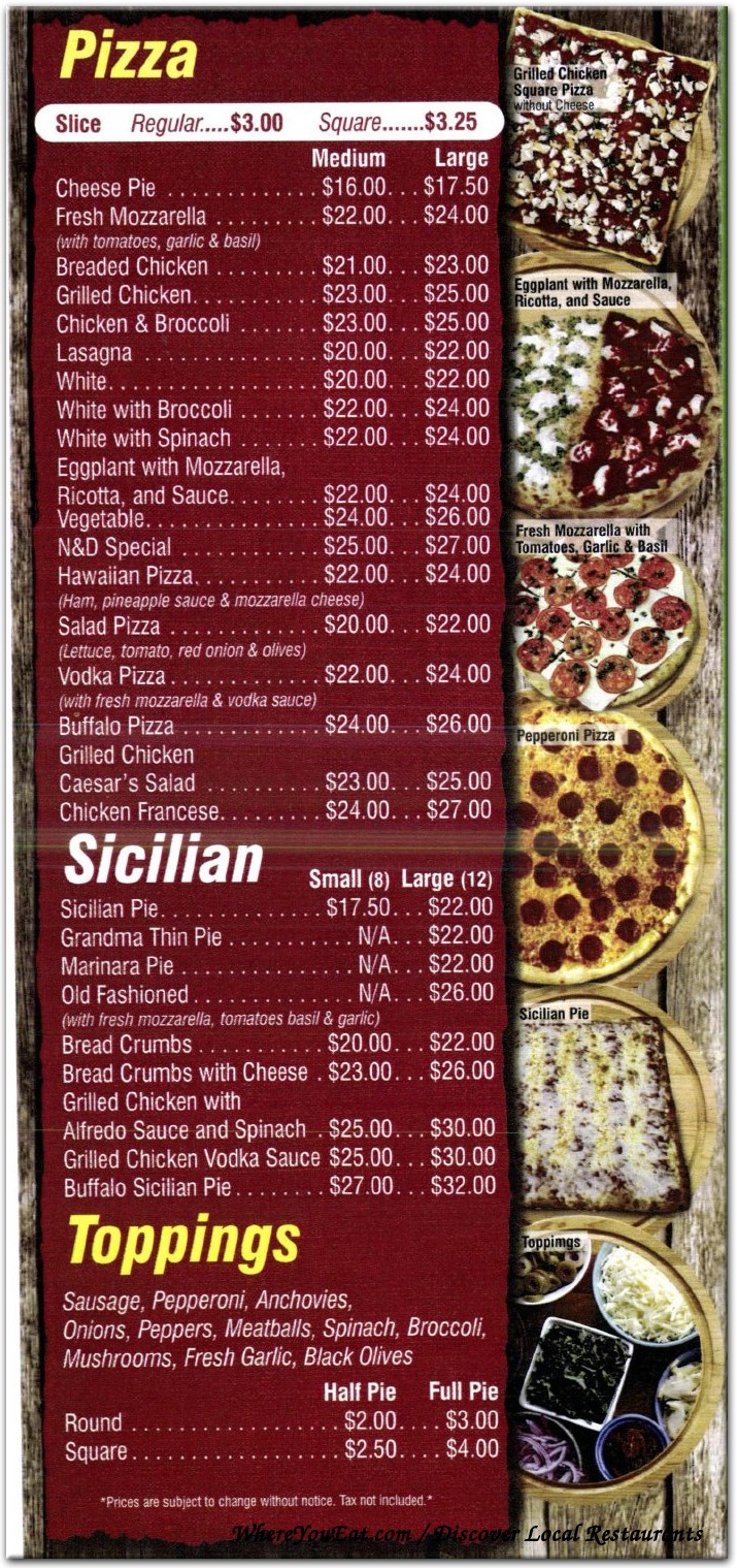 N & D Pizza Restaurant in Brooklyn / Menus & Photos