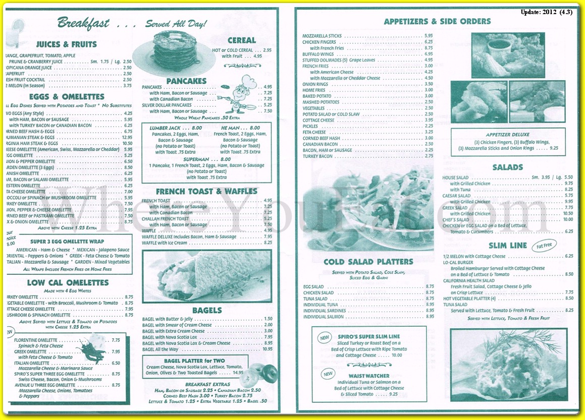 Spiro's Restaurant Restaurant in Brooklyn / Official Menus & Photos