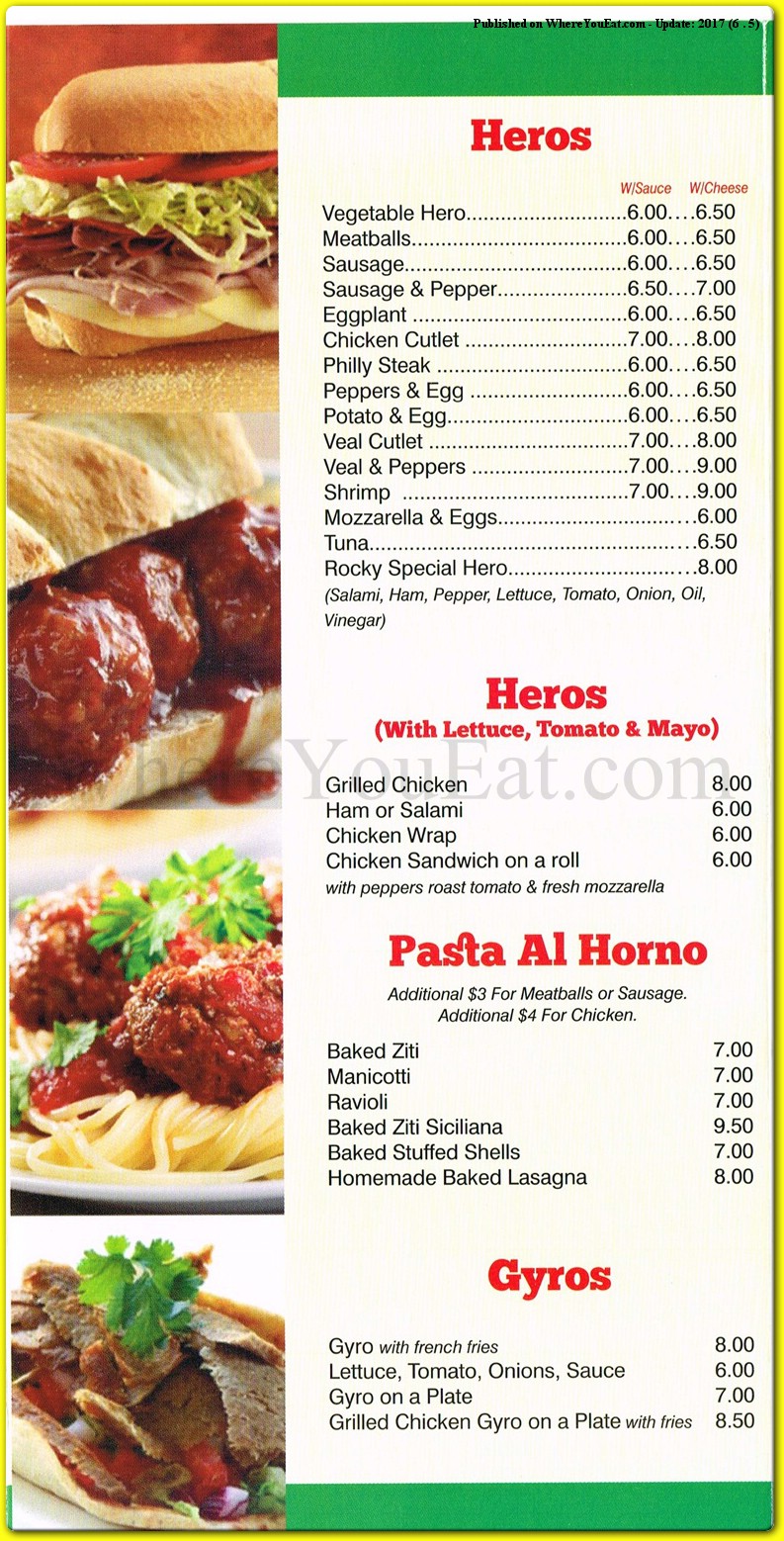 Rocky's Restaurant in Brooklyn / Official Menus & Photos