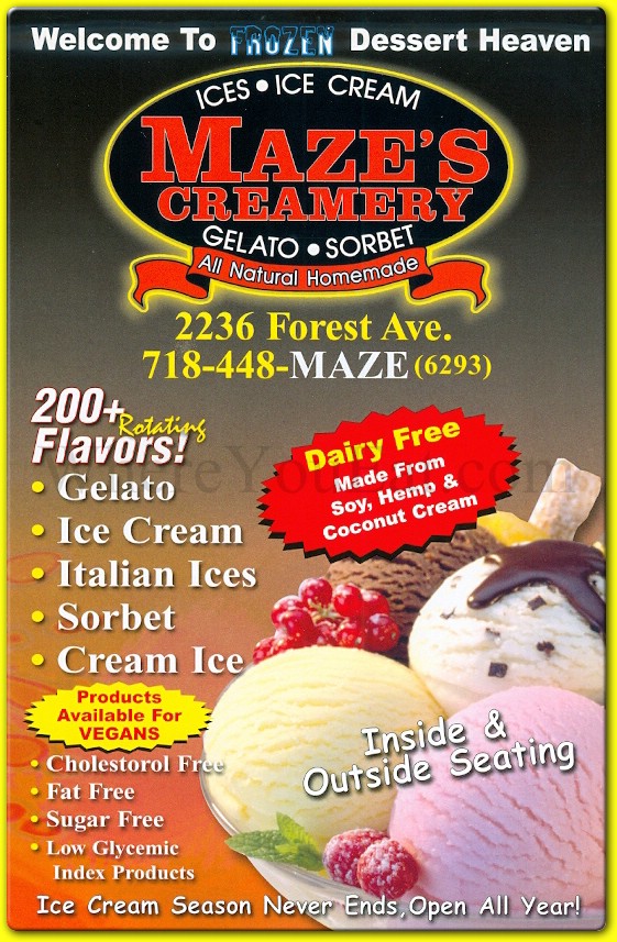 Maze's Creamery-CLOSED Restaurant in Staten Island / Menus & Photos