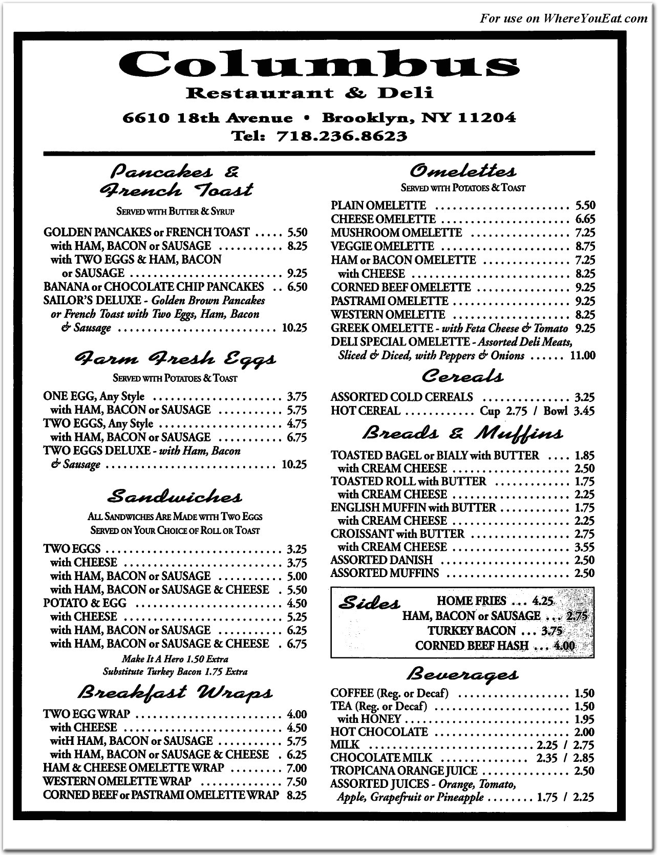 Columbus Restaurant Restaurant in Brooklyn / Official Menus & Photos