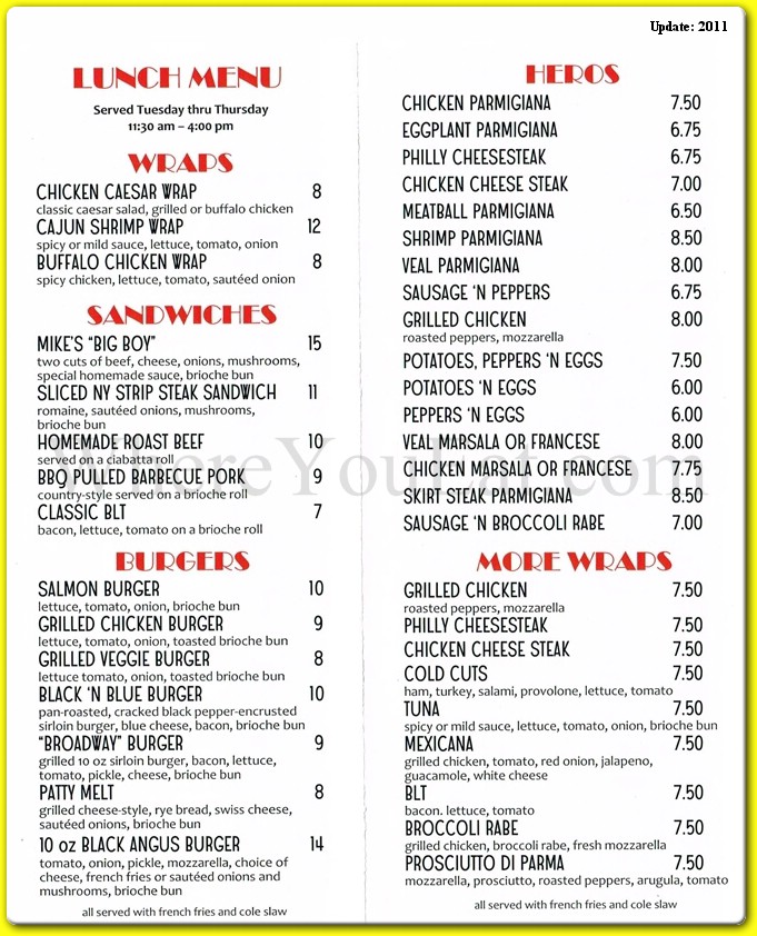 Broadway Mike's-CLOSED Restaurant in Staten Island / Menus & Photos