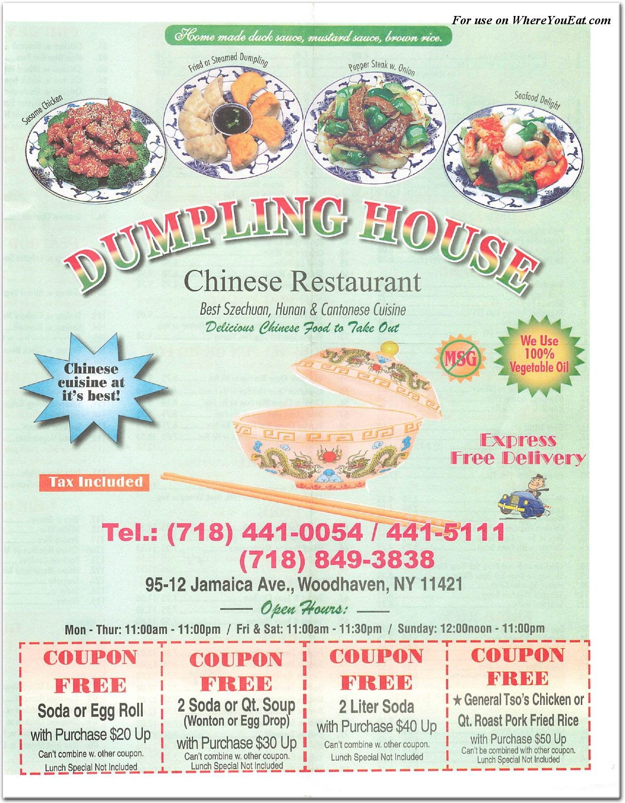 Dumpling House Restaurant in Queens / Menus & Photos