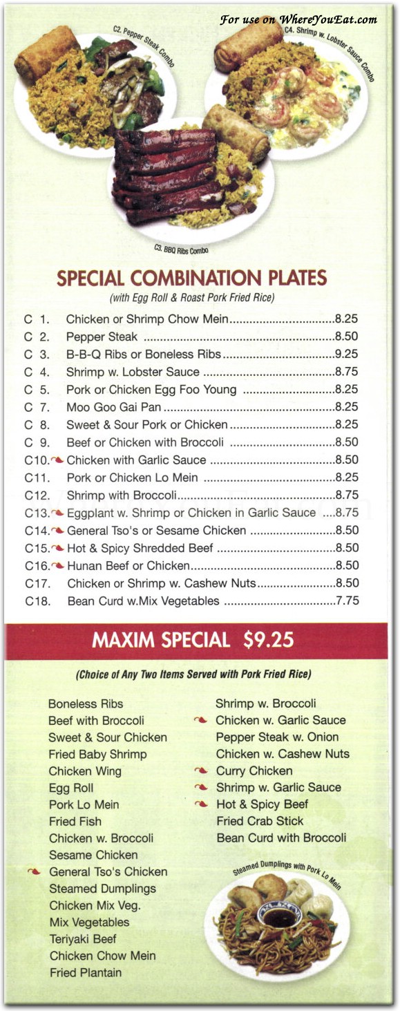 Maxim Restaurant in Queens / Menus & Photos