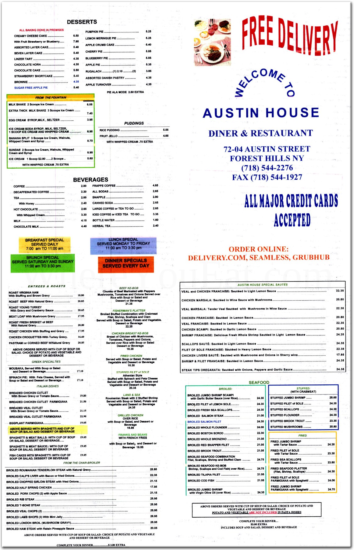 Austin House Diner Restaurant in Queens / Menus & Photos