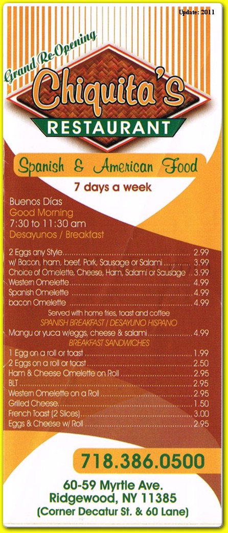 Chiquita's Restaurant in Queens / Menus & Photos