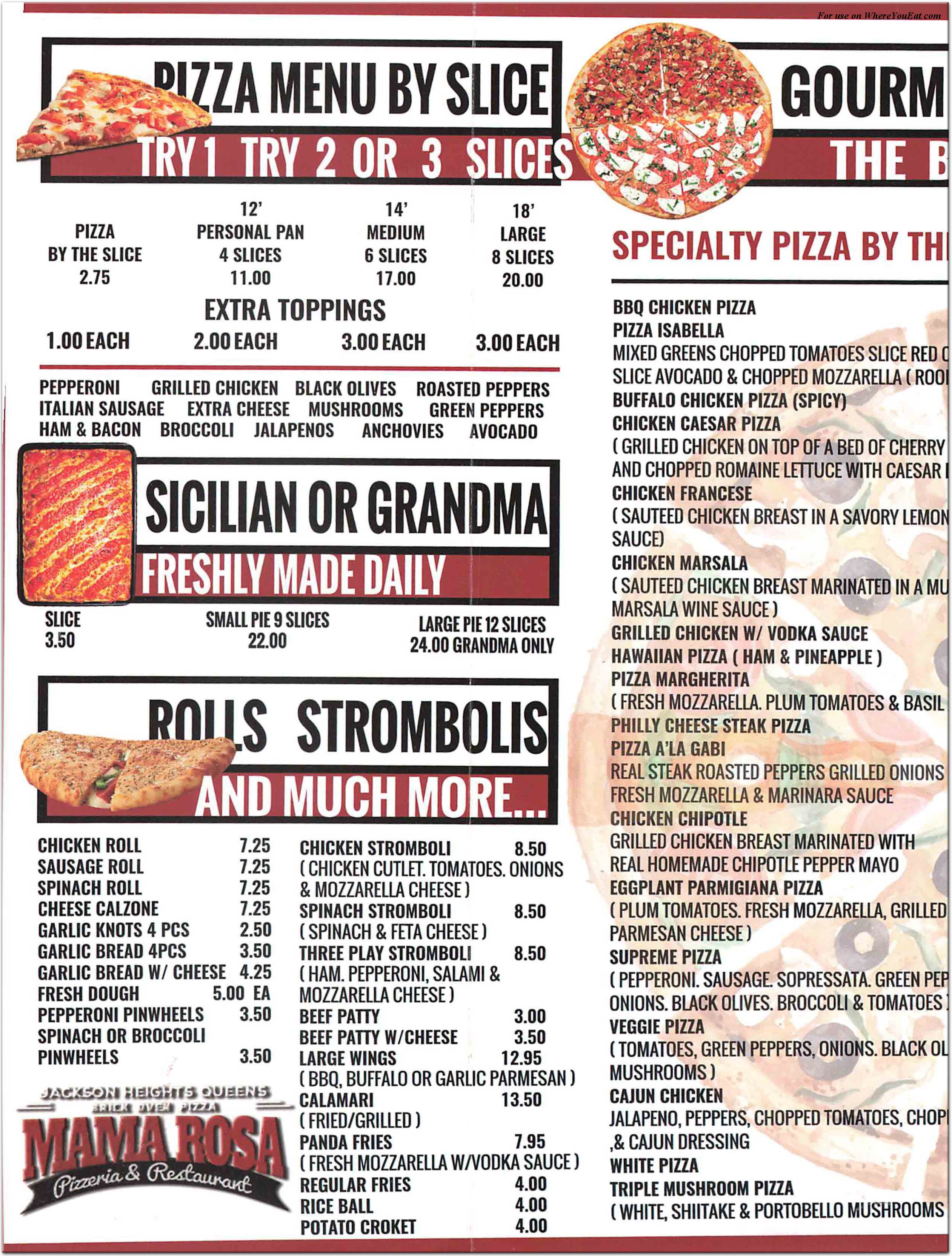 Mama Rosa Brick Oven Pizza Restaurant in Queens / Menus & Photos