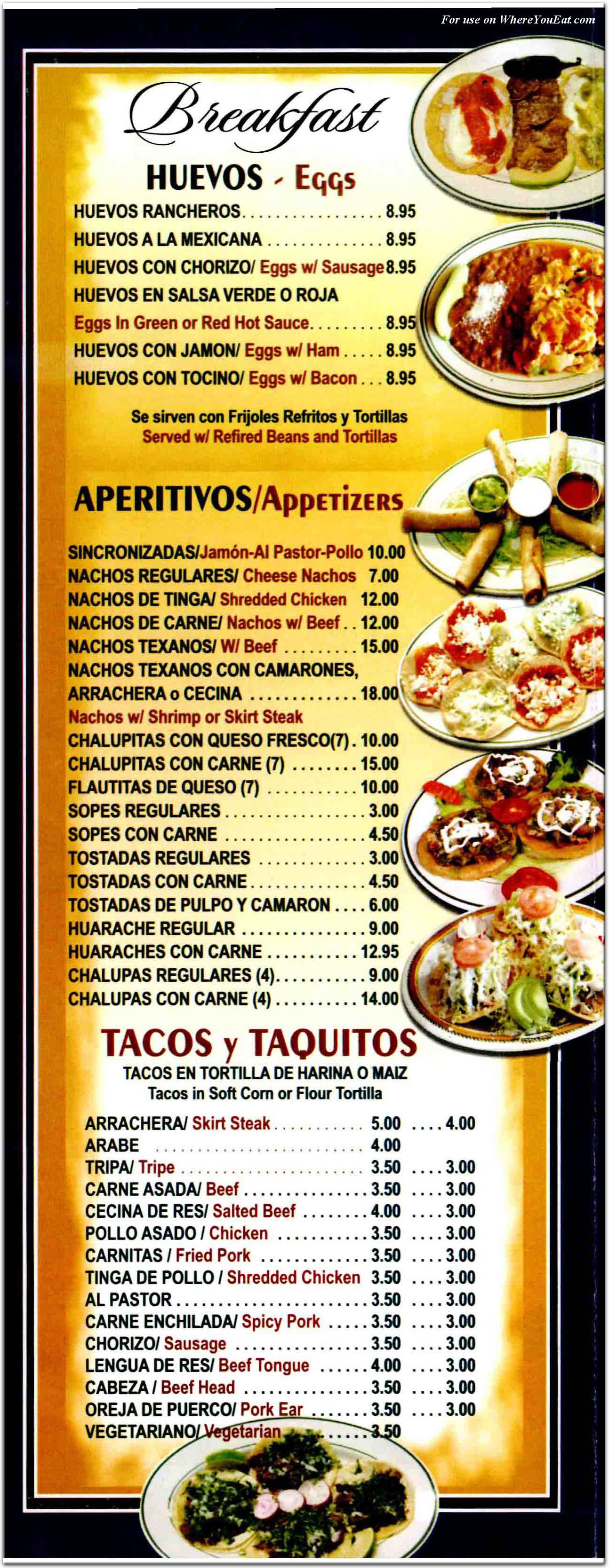Tacos Mexico Restaurant in Queens / Menus & Photos