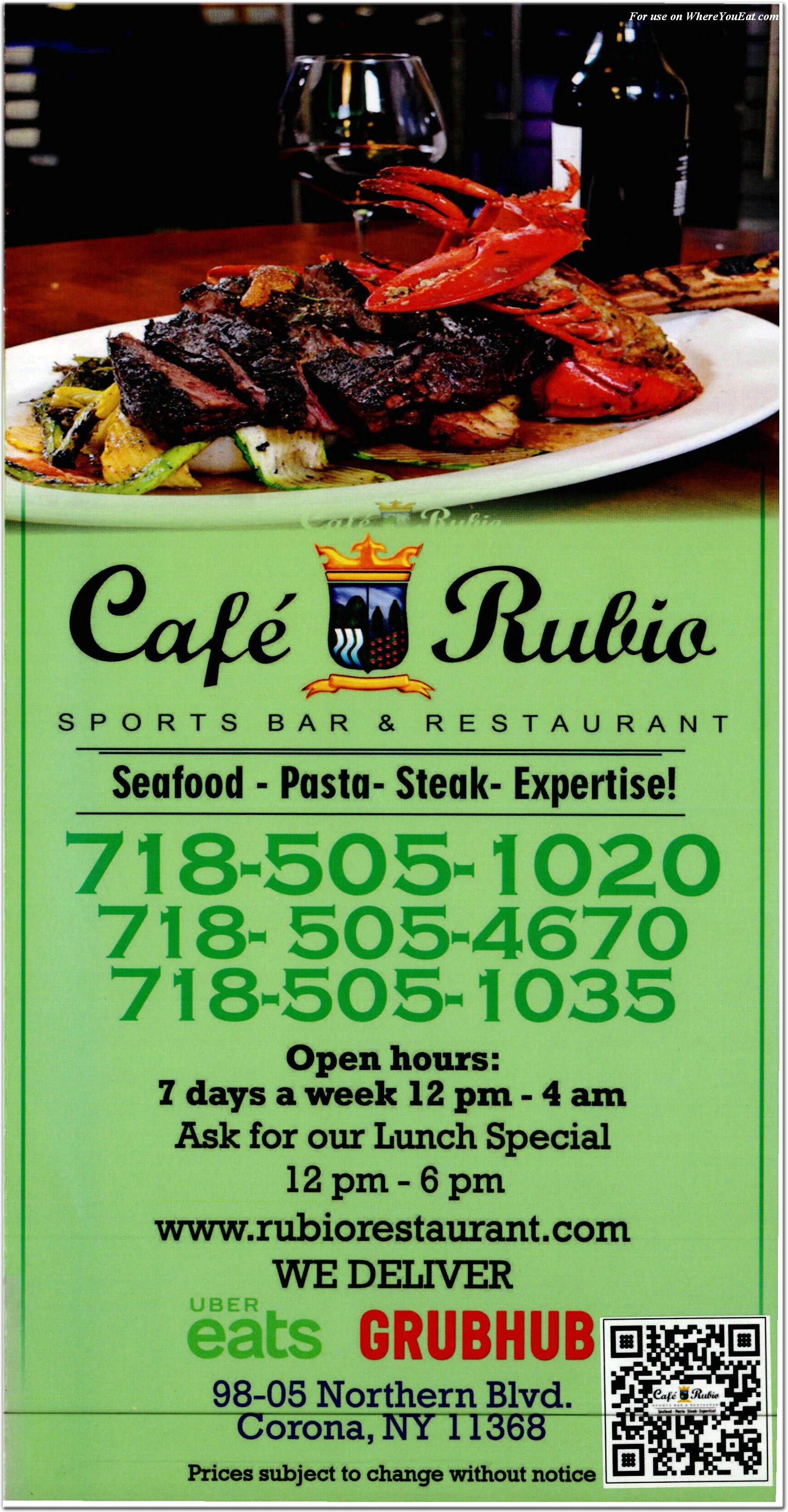 Cafe Rubio Restaurant in Queens / Menus & Photos