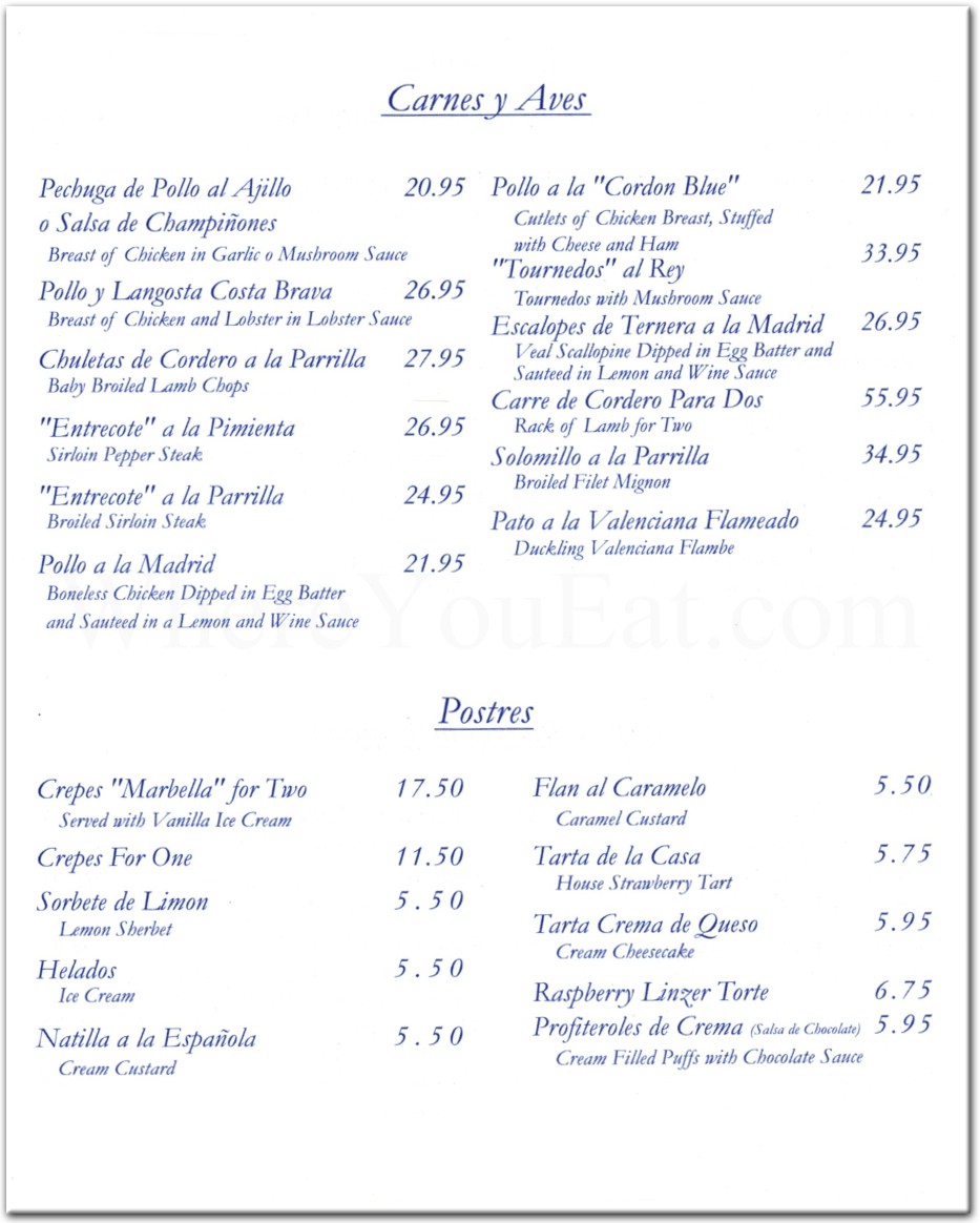 Marbella Restaurant in Queens / Menus & Photos