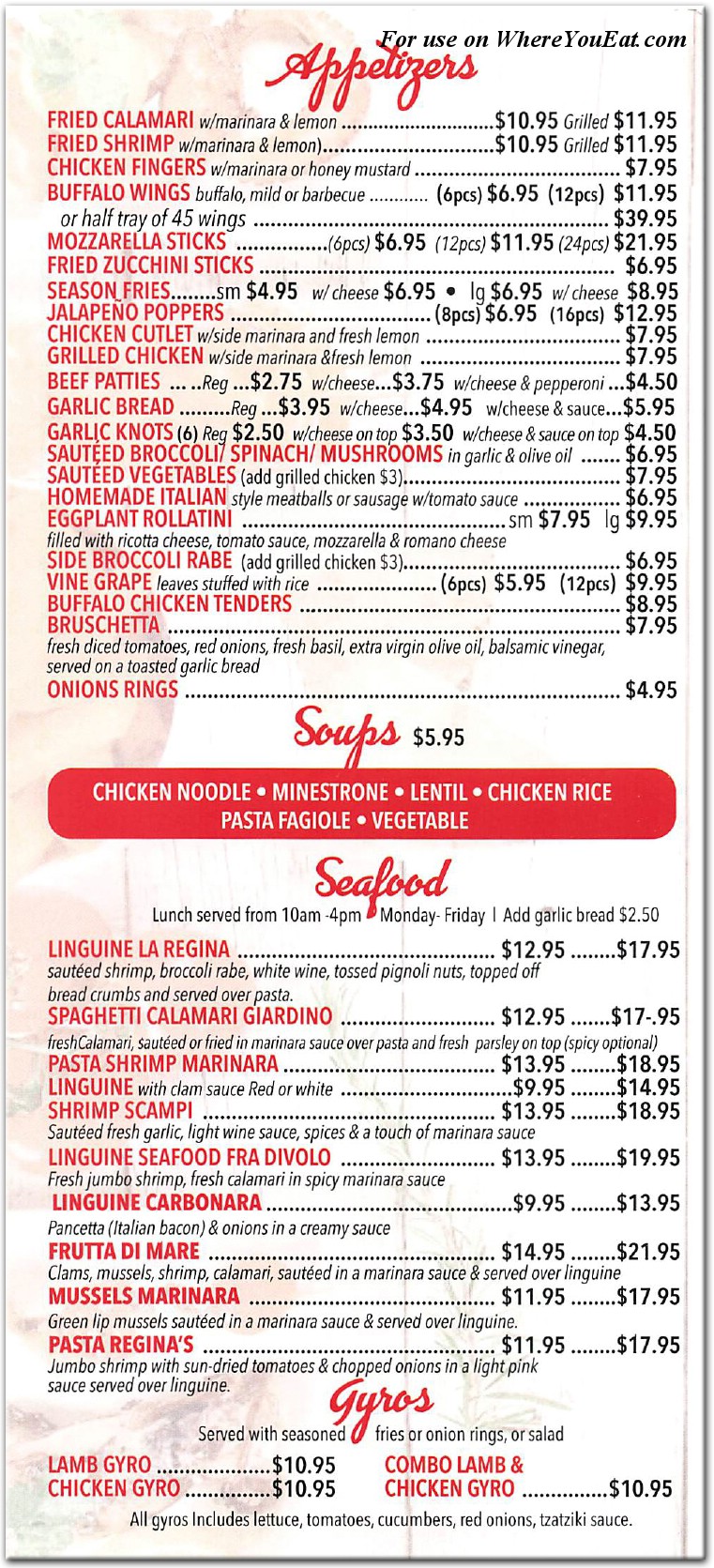 Regina's Pizzeria Restaurant in Queens / Menus & Photos