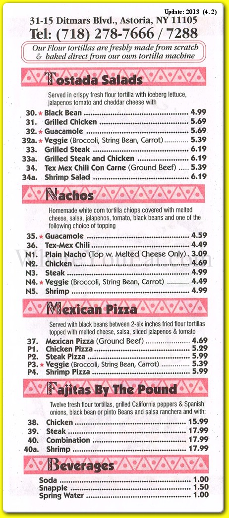 Fresca Tortilla Restaurant in Queens / Official Menus & Photos