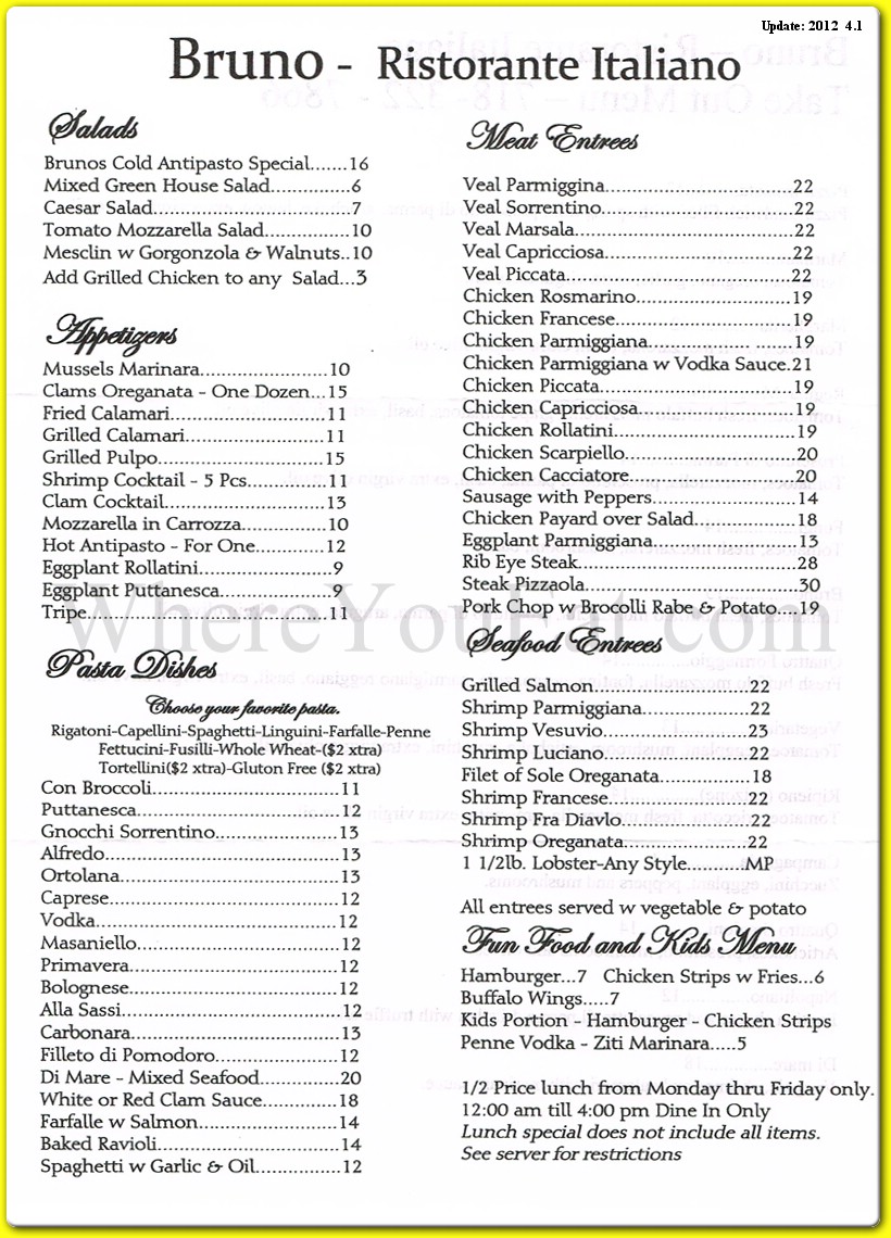 Bruno Restaurant in Queens / Menus & Photos