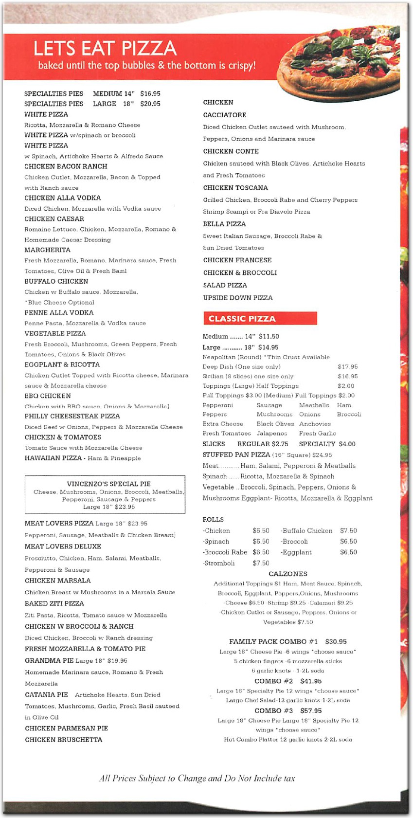 Vincenzo's Pizza Restaurant in Queens / Menus & Photos