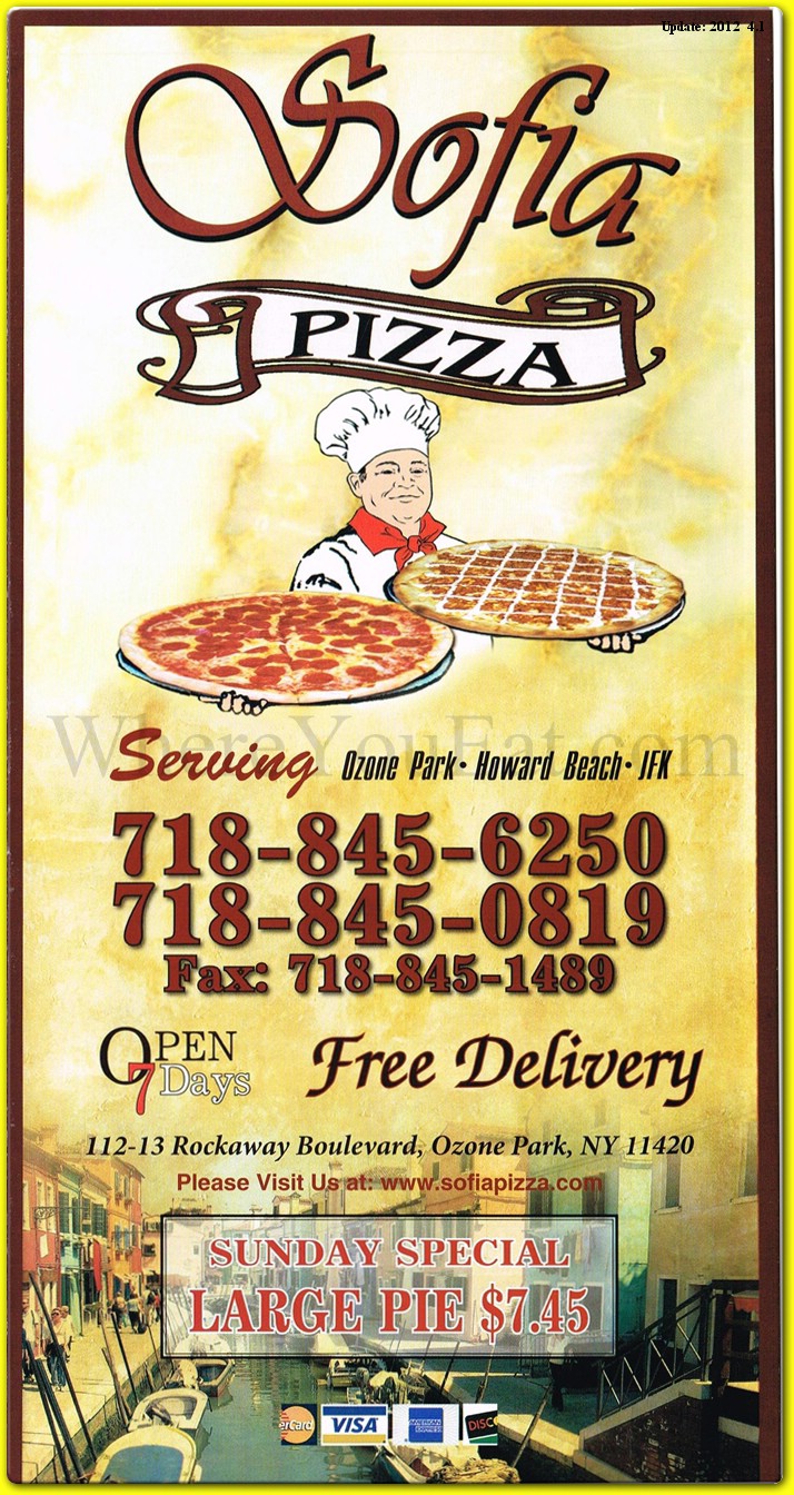 Sofia Pizza Restaurant in Queens / Official Menus & Photos