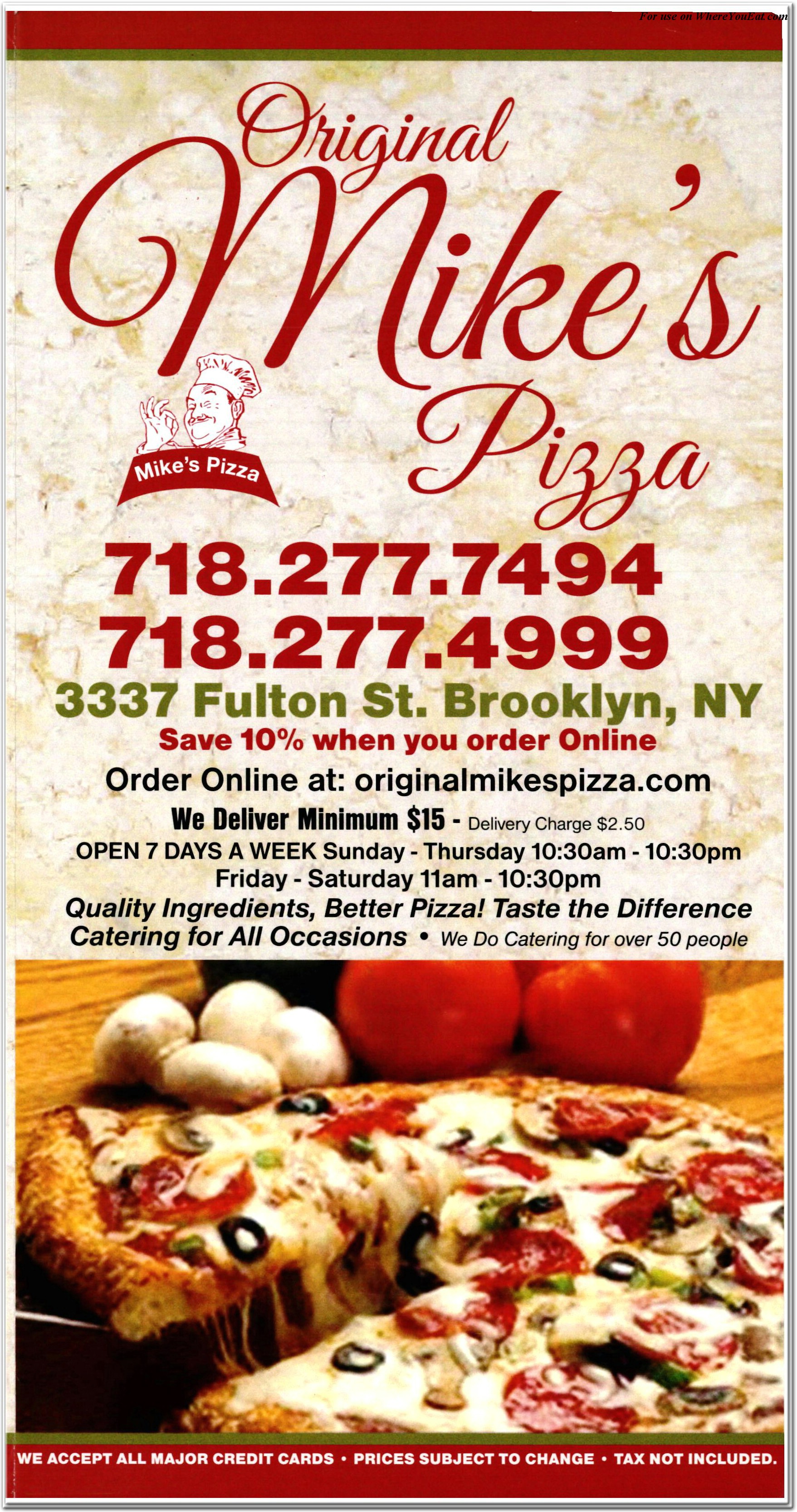 Mike's Pizza Kitchen + Catering Menu at Patricia Sanchez blog