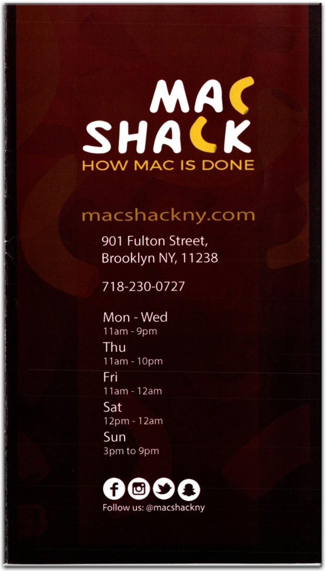 The Mac Shack Restaurant in Brooklyn / Menus & Photos
