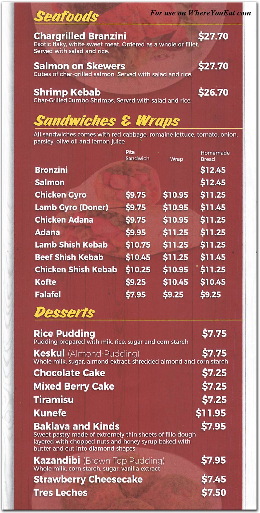 Oba Grill Restaurant in Queens / Official Menus & Photos