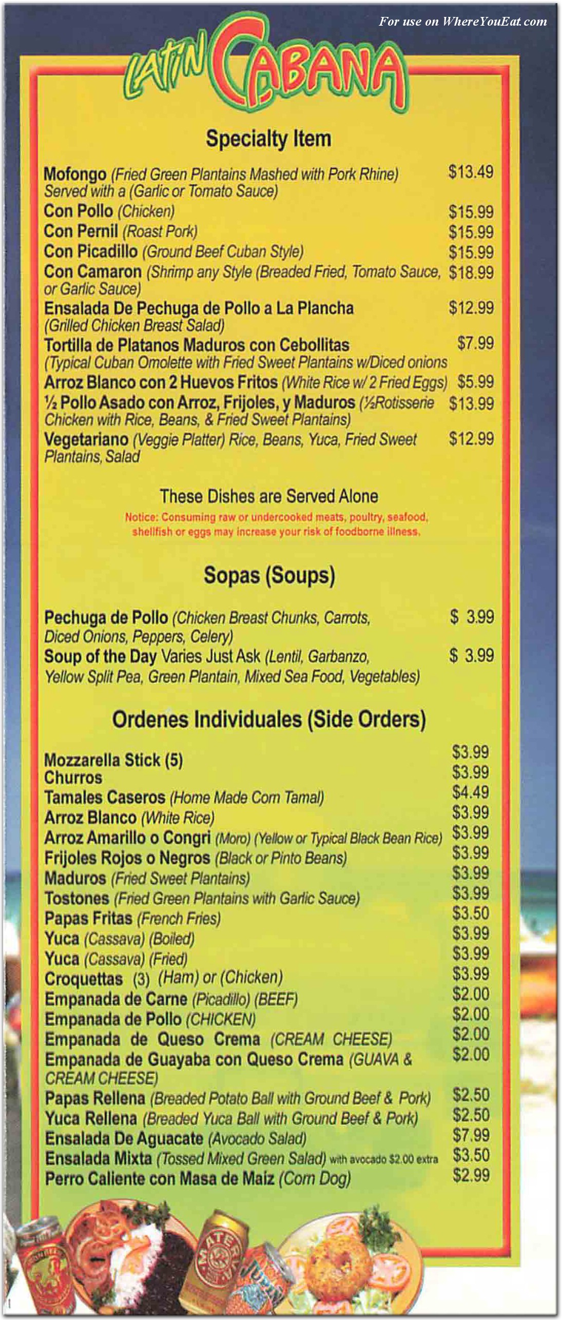 Latin Cabana Restaurant in Queens / Menus & Photos