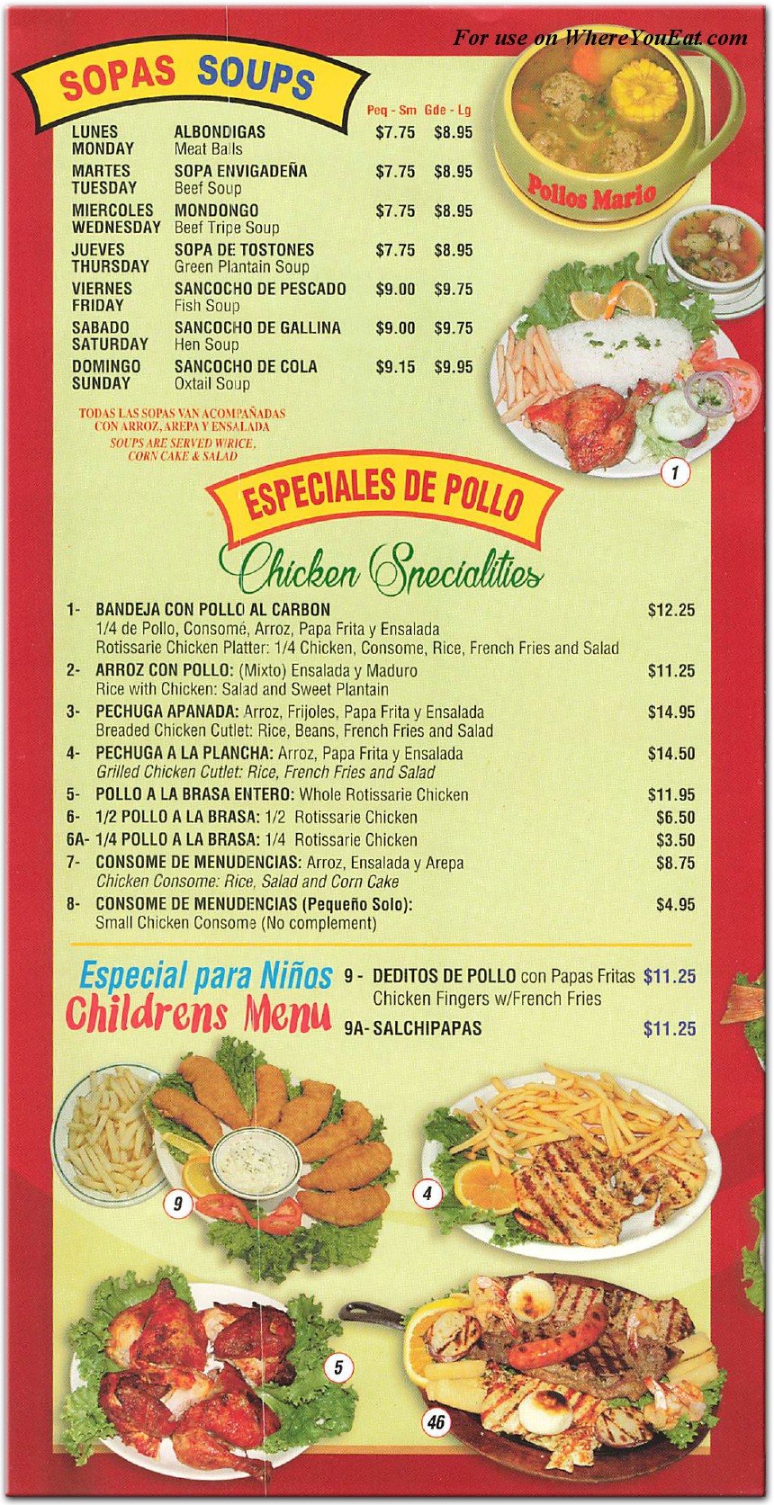 Pollos Mario Restaurant in Queens / Menus & Photos