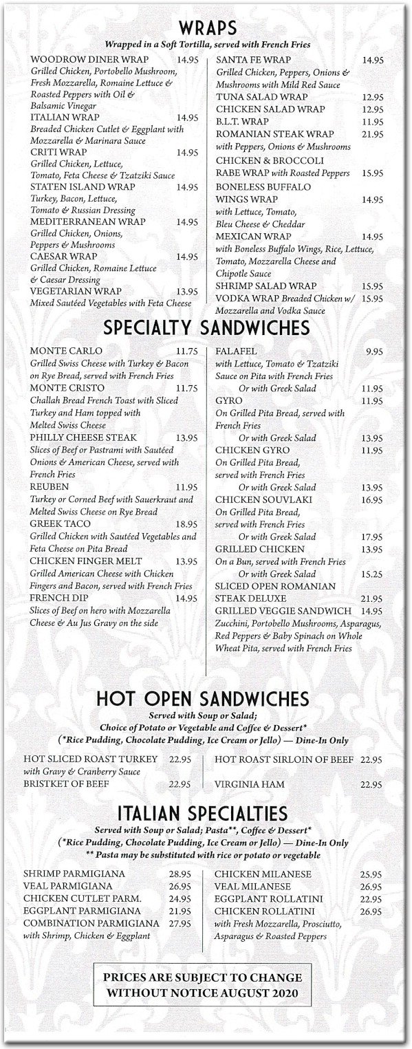 Woodrow Diner Restaurant in Staten Island / Menus & Photos