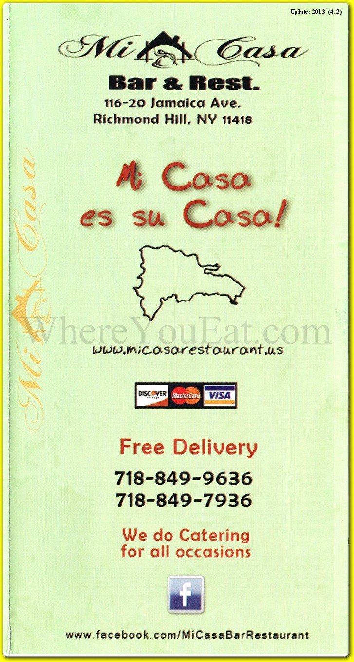 Mi Casa Restaurant in Queens / Menus & Photos