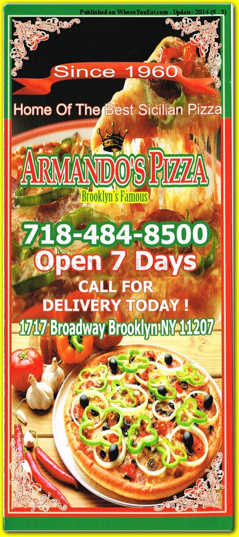 Armando's Pizza Restaurant in Brooklyn / Menus & Photos