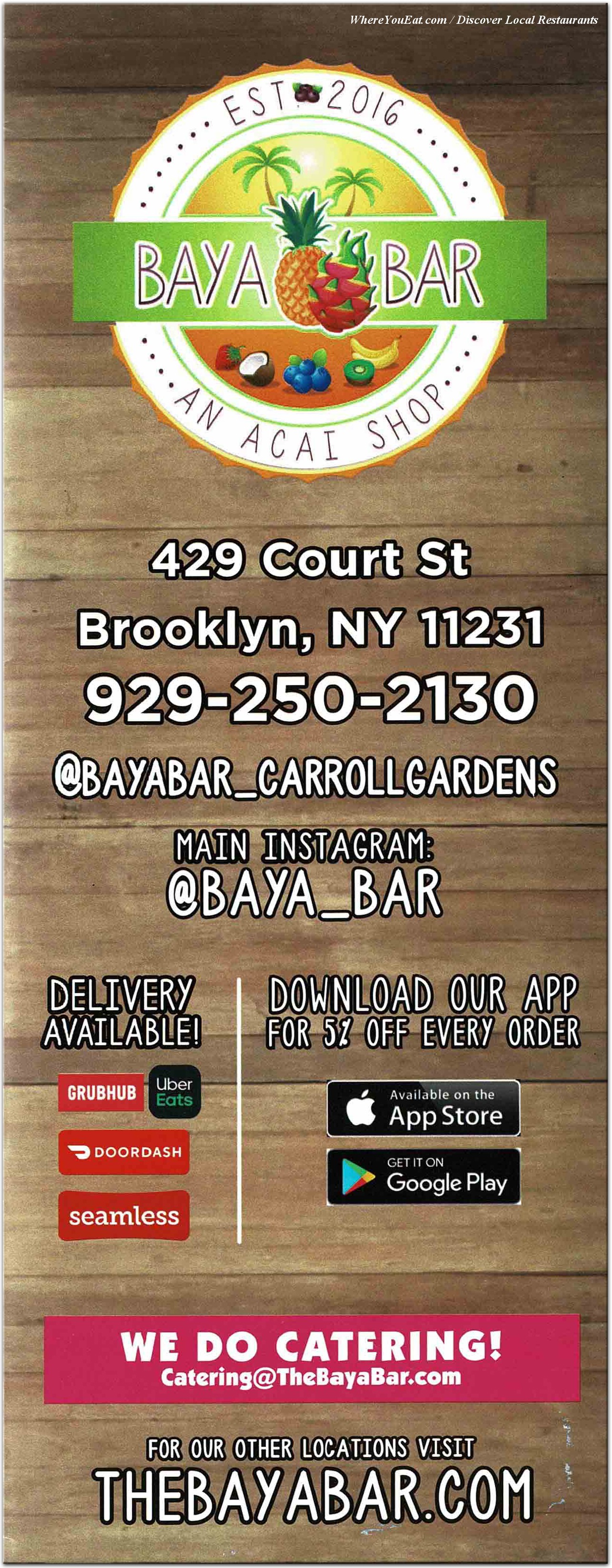 Baya Bar Restaurant in Brooklyn / Menus & Photos