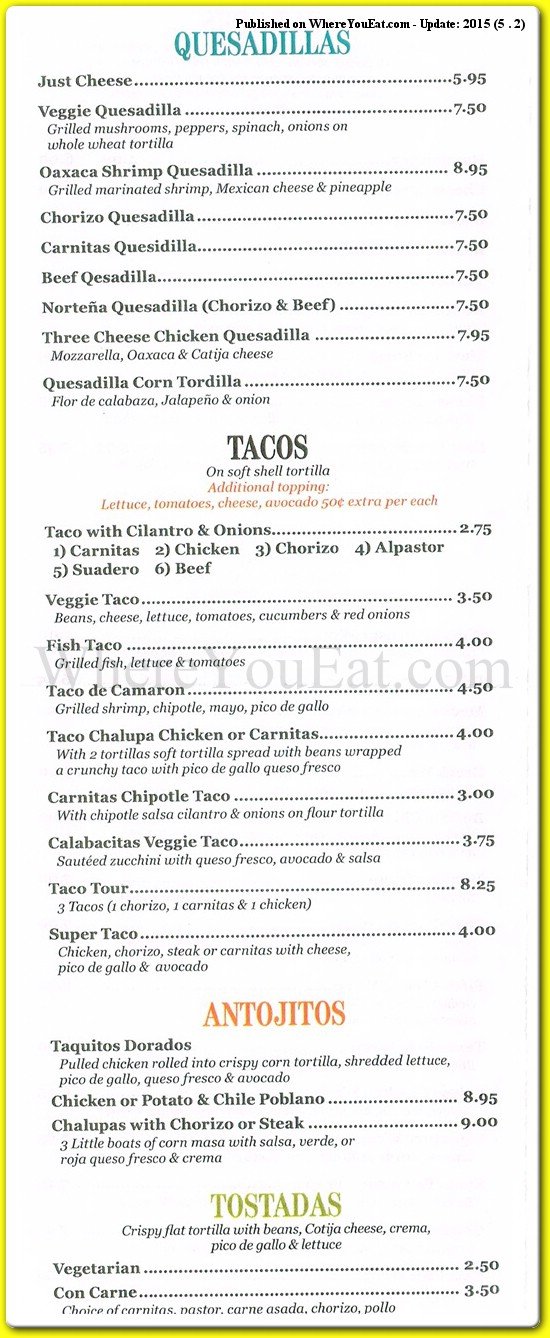 Pablito's Restaurant in Brooklyn / Menus & Photos