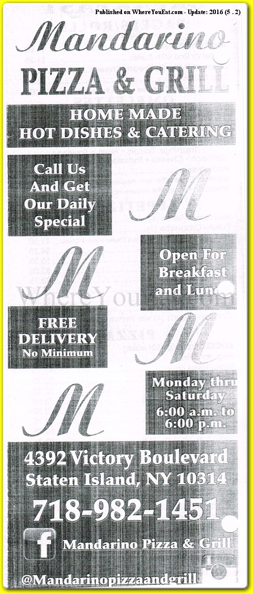 Mandarino Pizza Restaurant in Staten Island / Menus & Photos