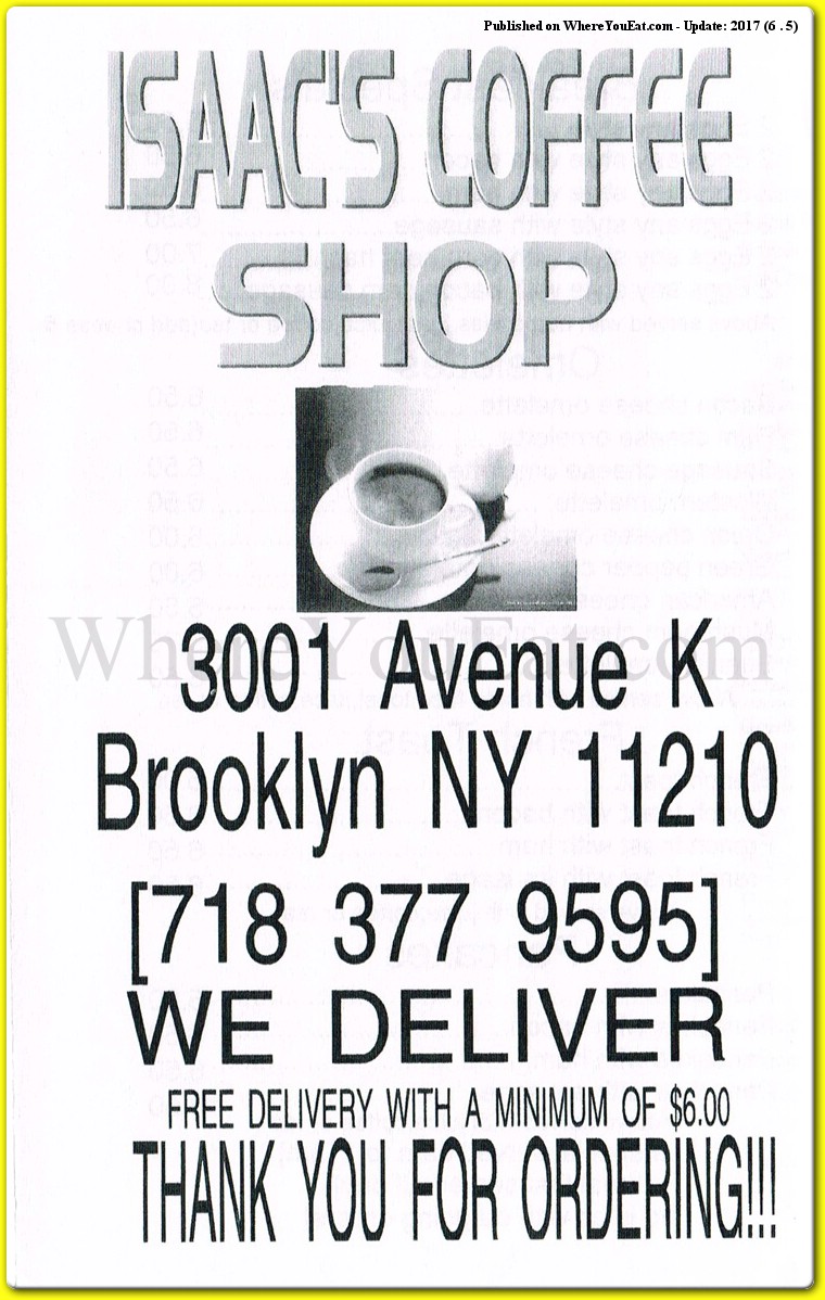 Isaac's Coffee Shop Restaurant in Brooklyn / Menus & Photos
