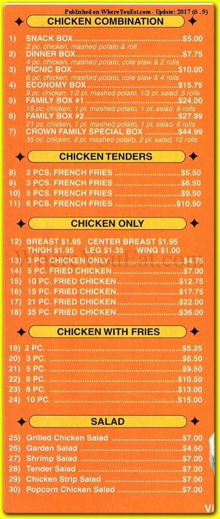 Crown Fried Chicken Restaurant in Brooklyn / Menus & Photos
