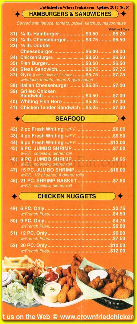 Crown Fried Chicken Restaurant in Brooklyn / Menus & Photos