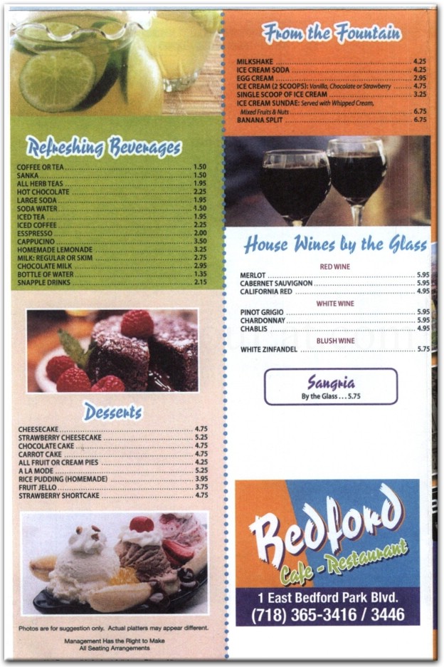 Bedford Cafe Restaurant in The Bronx / Official Menus & Photos