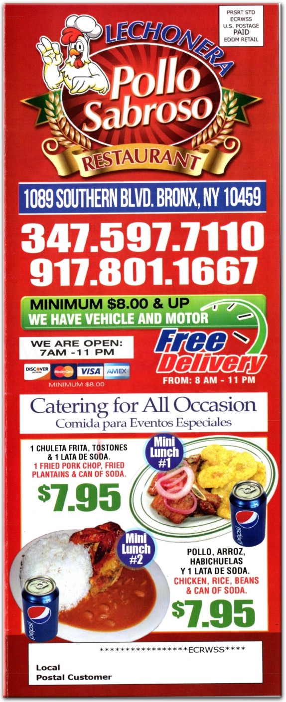 Lechonera Pollo Sabroso Restaurant in The Bronx / Menus & Photos