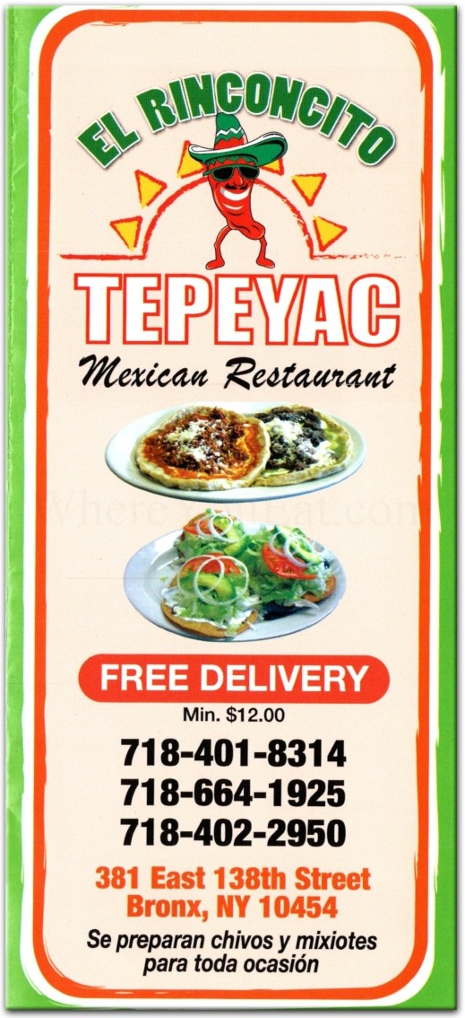 El Rinconcito Restaurant in The Bronx / Official Menus & Photos