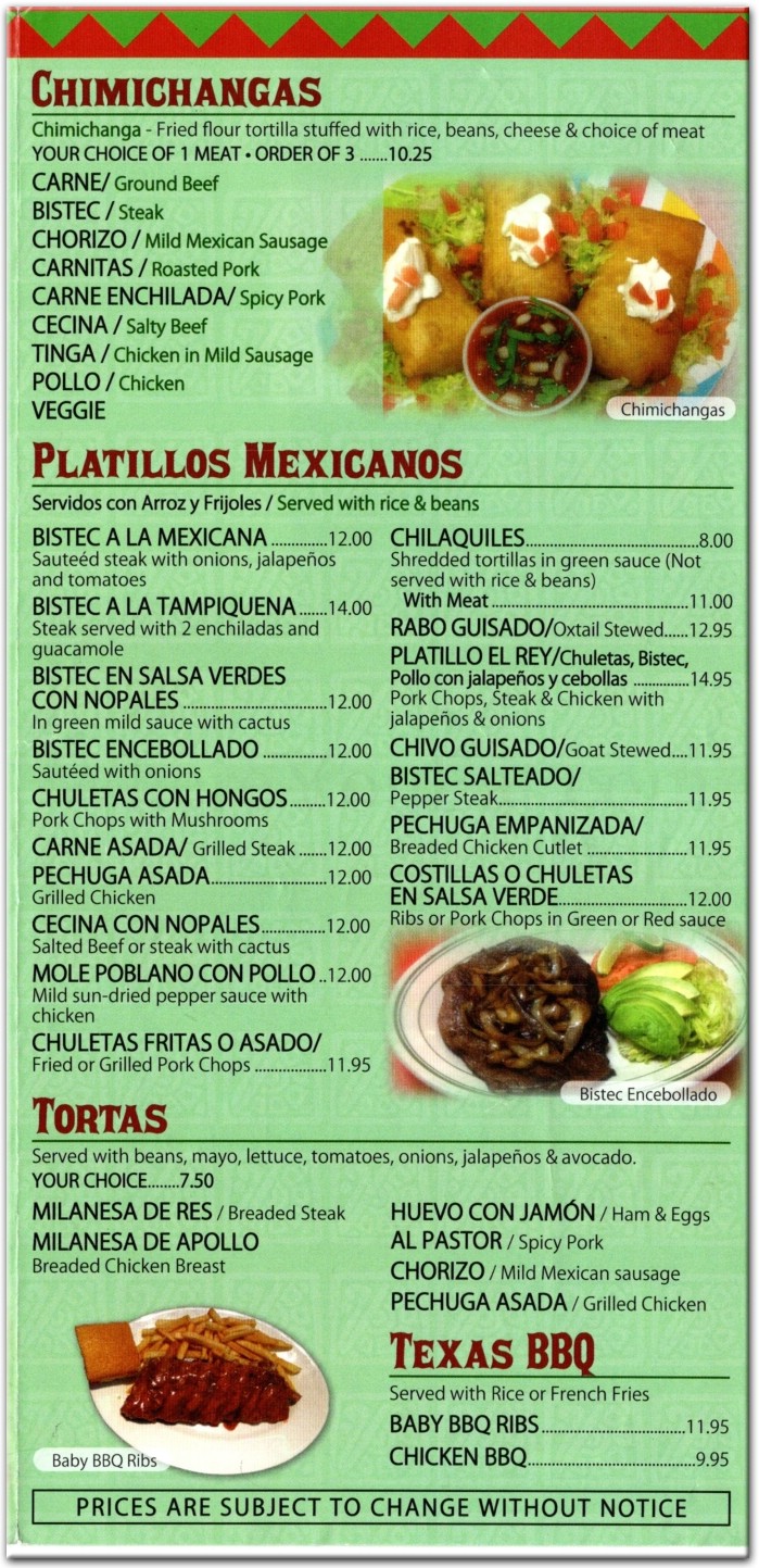 El Rey Latino Restaurant in Queens / Official Menus & Photos